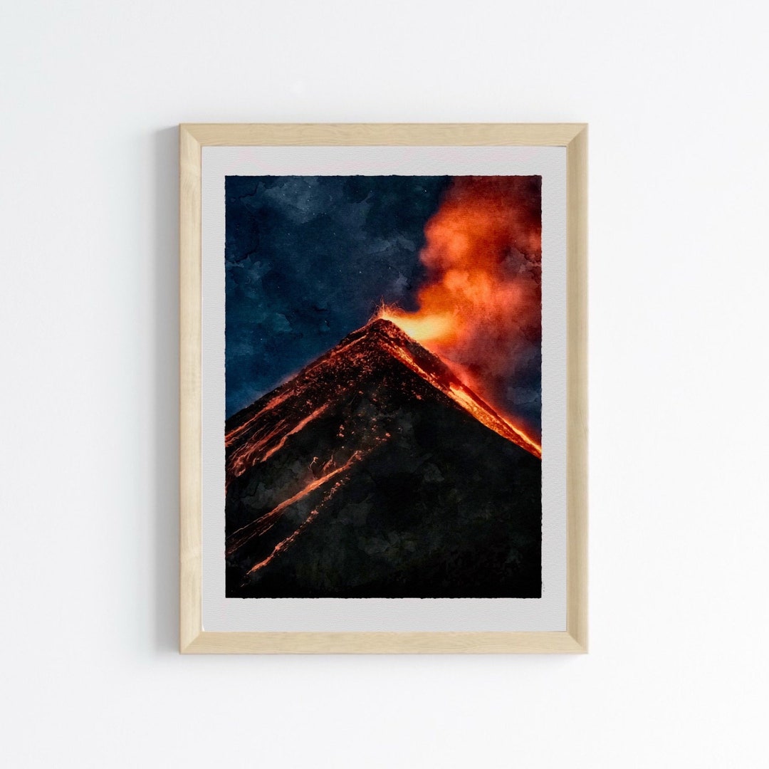 Eruption | Watercolor Art Print | Digital Download | Volcanic Eruption ...