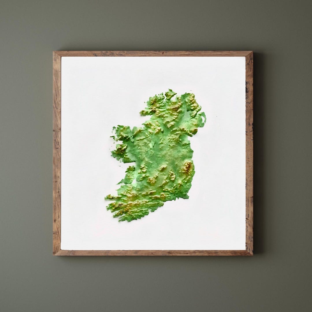 Map of Ireland | Topography | Watercolor | Digital Download - Etsy