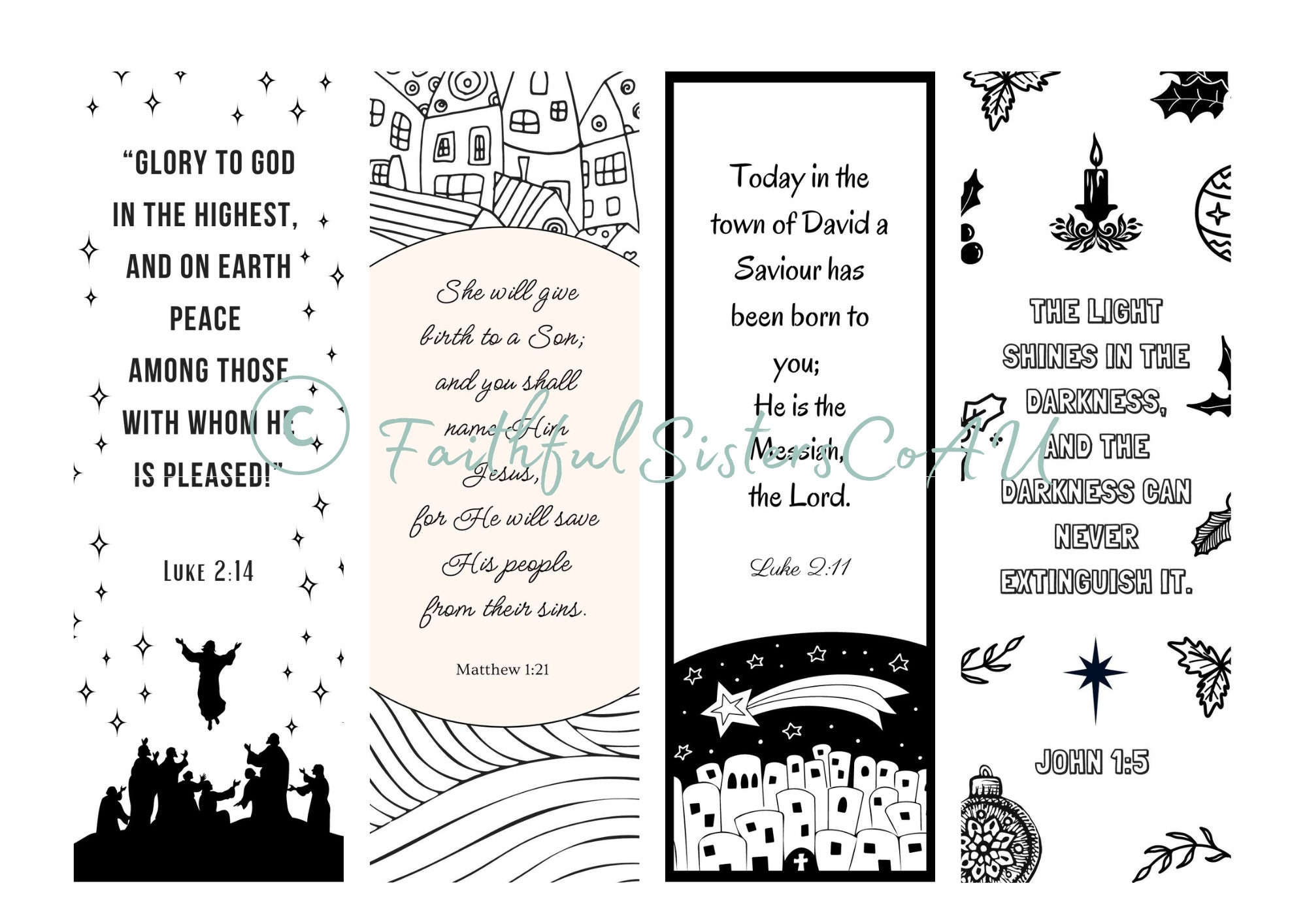 Christmas Christian Bookmarks Printable - Etsy