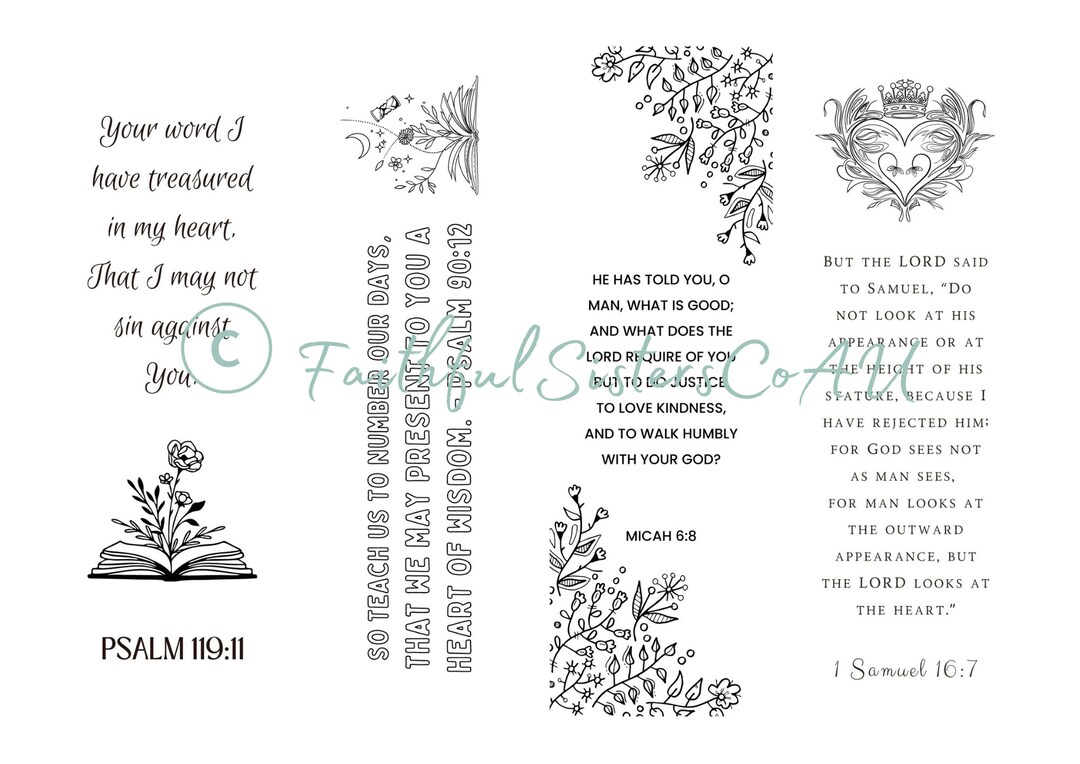 Printable Bible Bookmarks Black and White PDF NASB Verses - Etsy