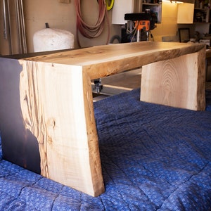 Live Edge Double Waterfall Coffee Table With Epoxy - Etsy