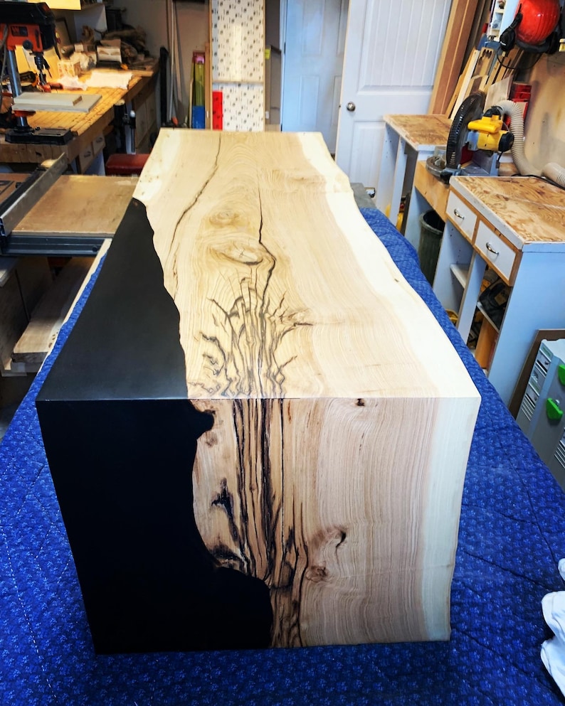 Live Edge Double Waterfall Coffee Table With Epoxy - Etsy