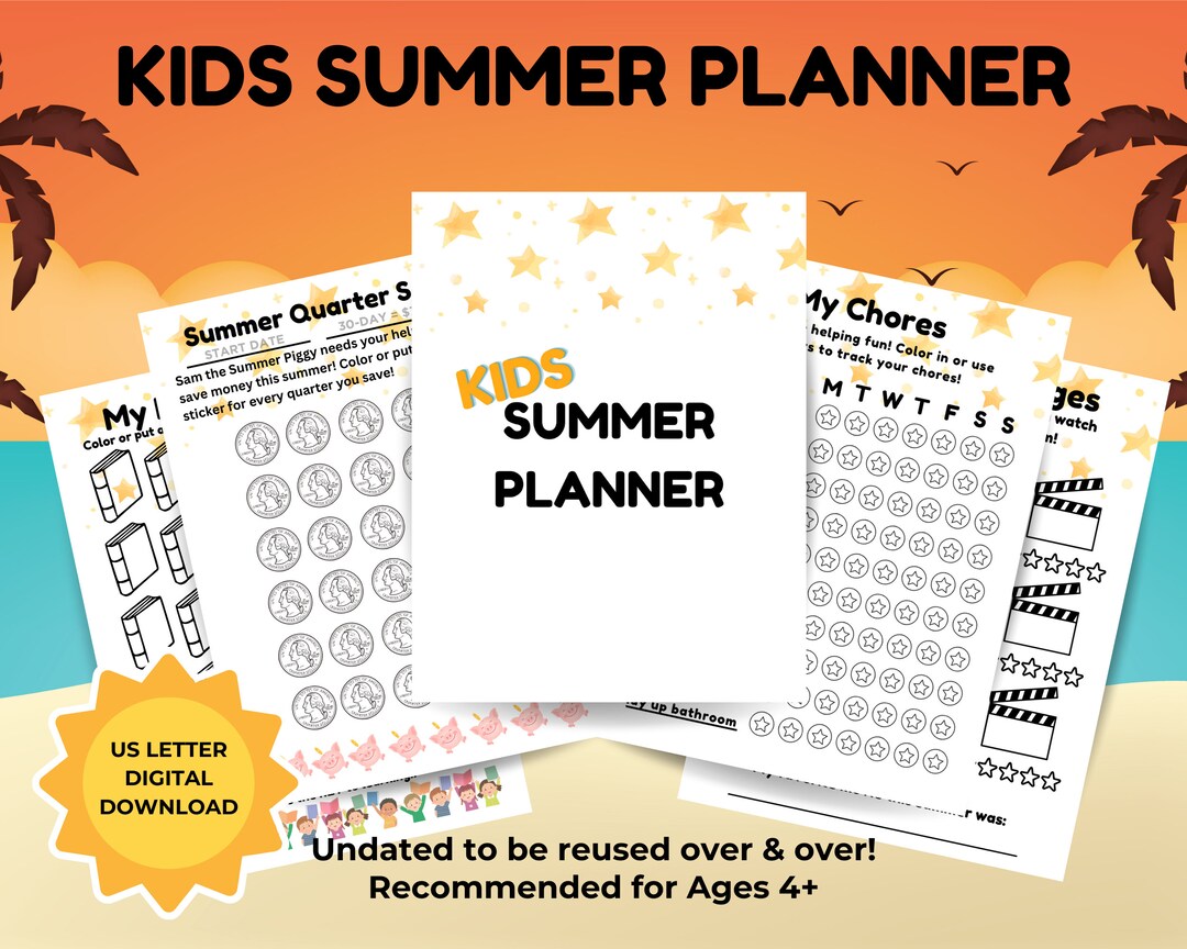 Kids Printable Summer Planner | Summer Bucket List | Summer Reading ...
