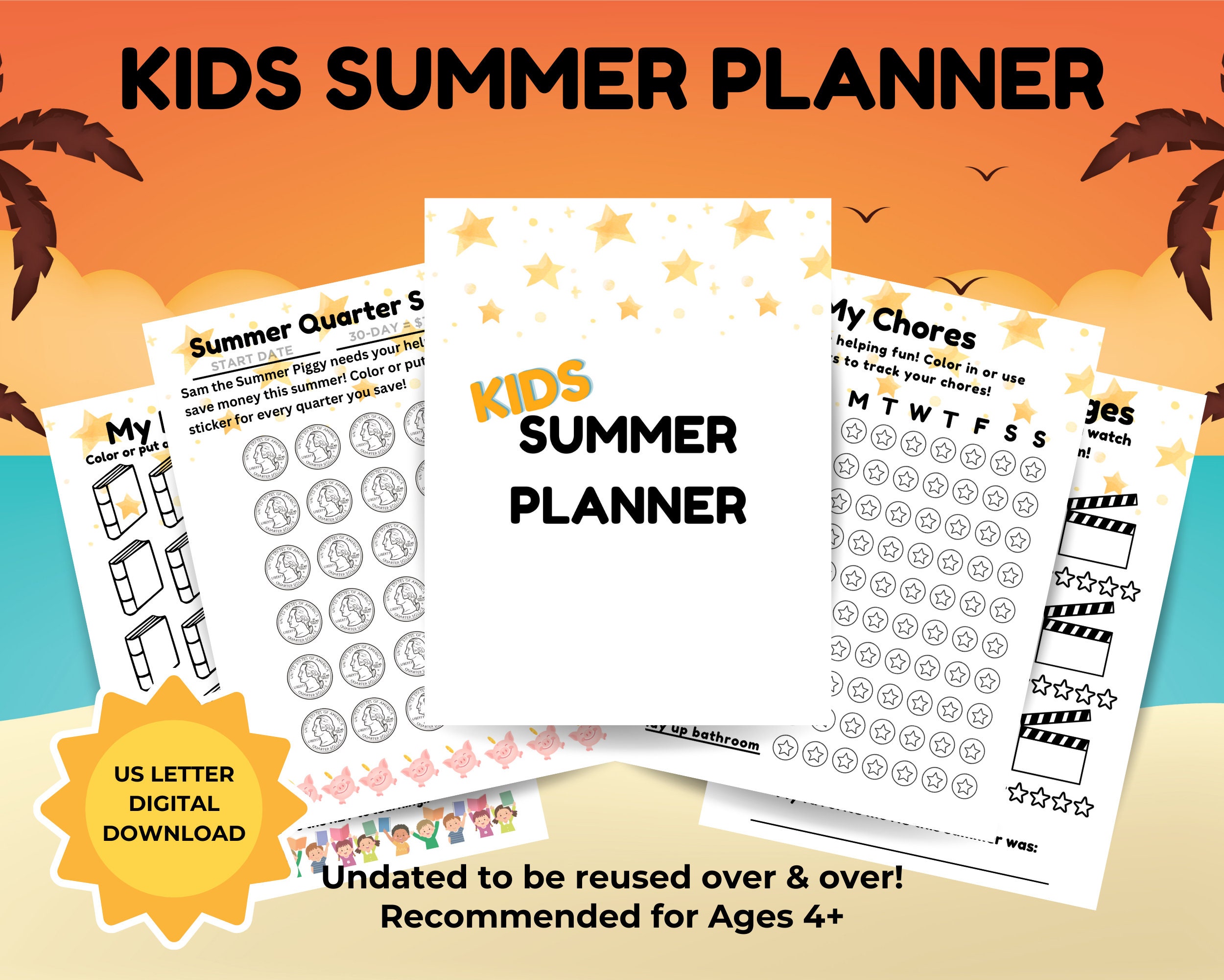Kids Printable Summer Planner | Summer Bucket List | Summer Reading ...