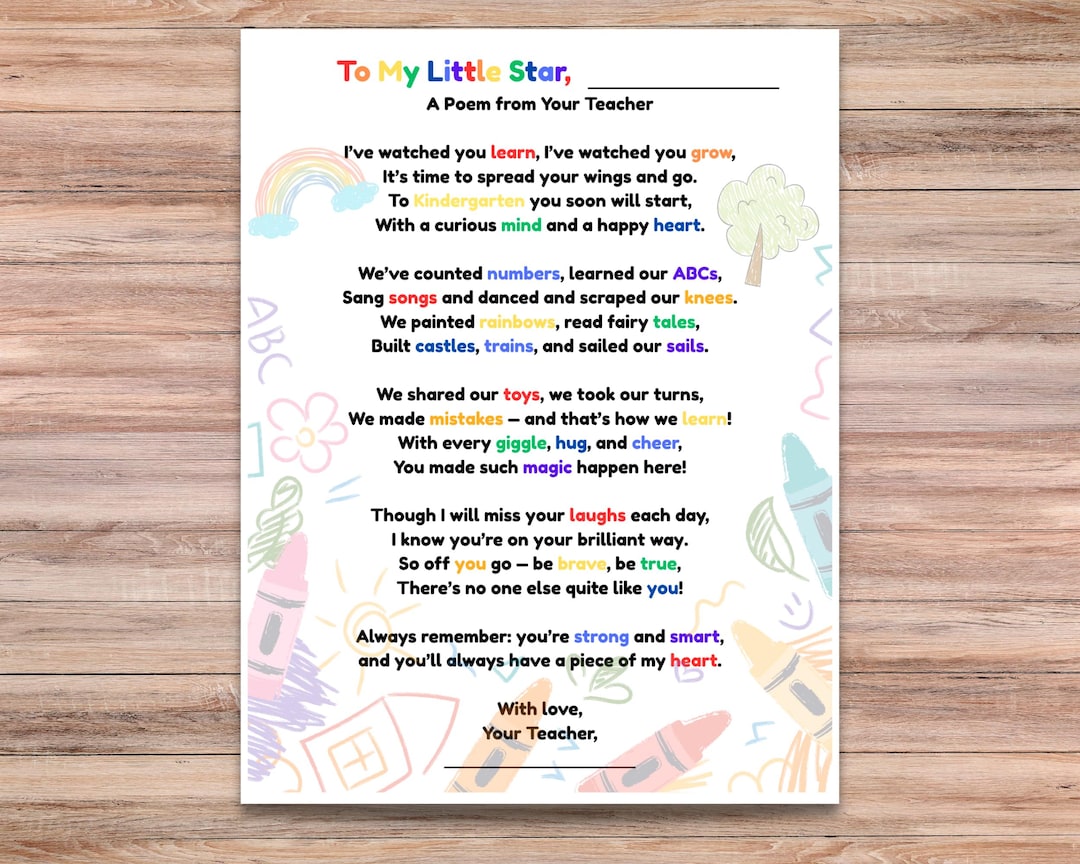 End of Year Poem From Teacher | End of Year Letter to Students ...