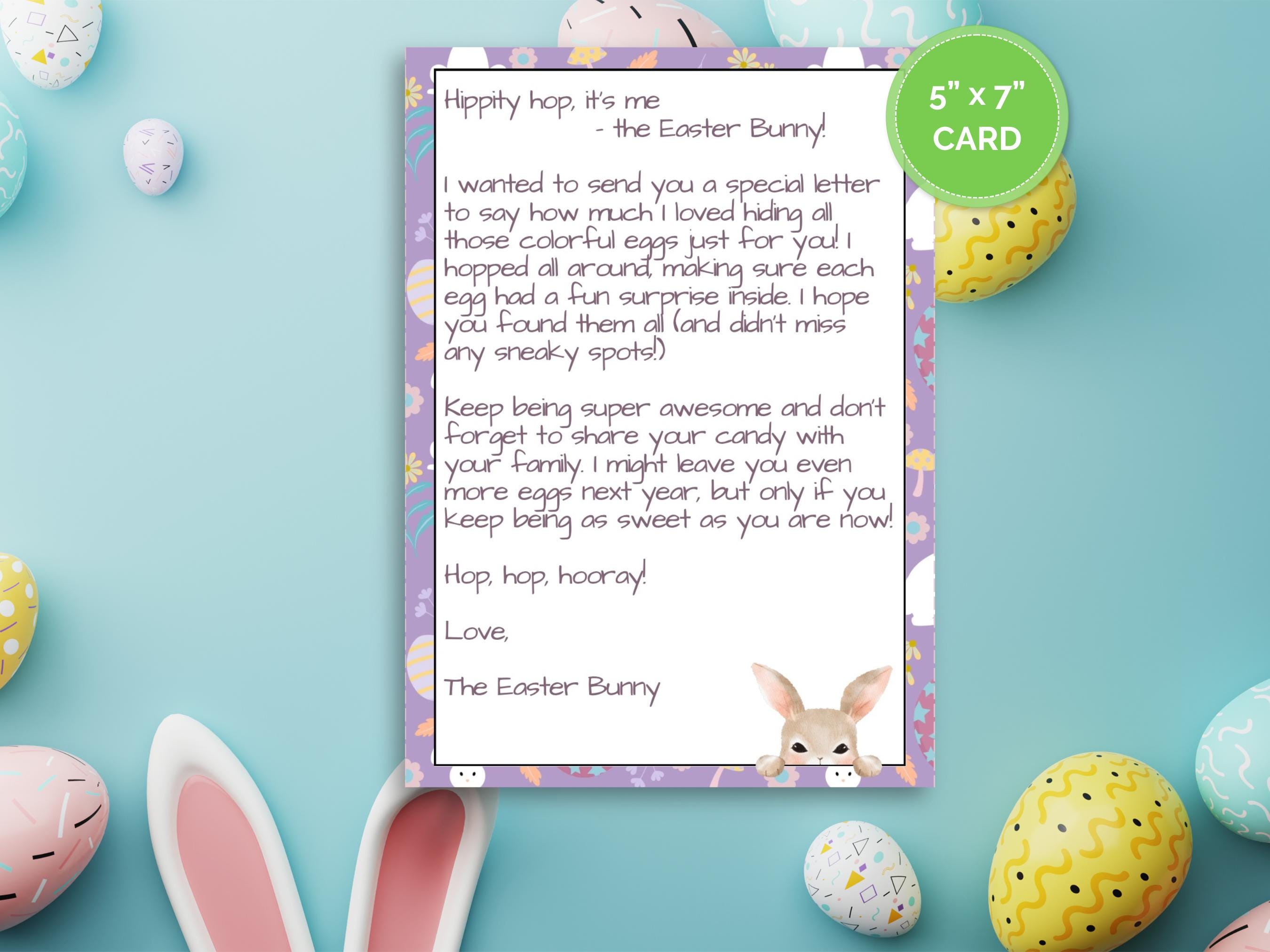 Easter Bunny Letter for Kids: Printable 5x7 Card (digital PDF) - Etsy
