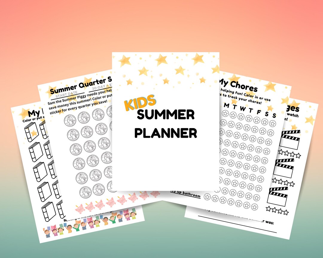 Kids Summer Planner: Activity Charts & Reward System (digital Download ...