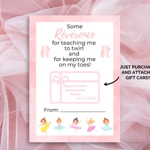 Ballet Teacher Appreciation Gift Card Holder | Thank You Ballet Teacher ...