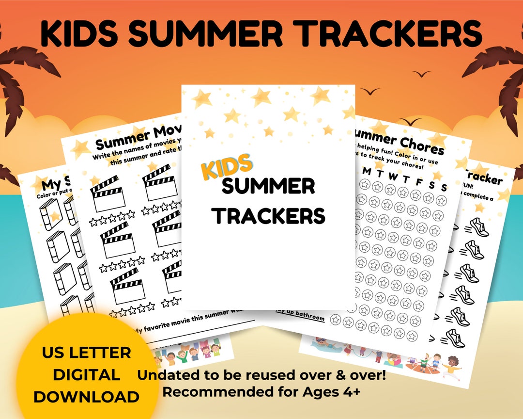 Kids Summer Tracker Bundle: Chore Chart, Reading Log (digital Download ...