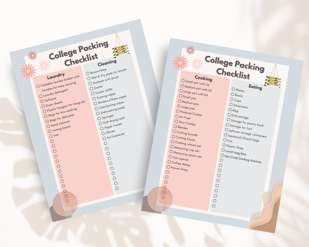 Detailed College Checklist | College Packing Checklist | Dorm Room ...