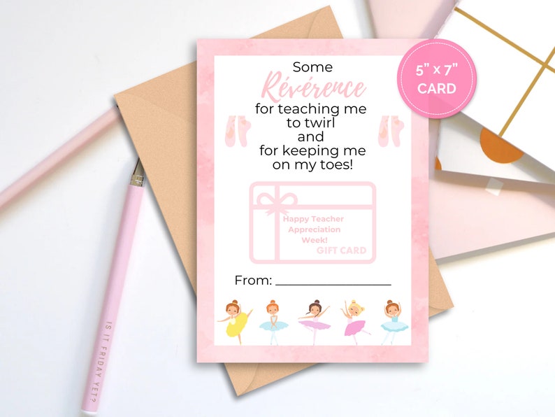 Ballet Teacher Appreciation Gift Card Holder | Thank You Ballet Teacher ...