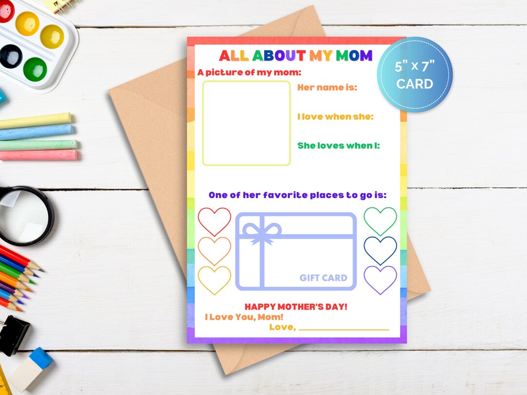 All About My Mom Gift Card Holder | Personalized Mother's Day Printable ...