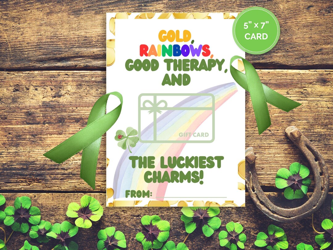 St. Patrick’s Day Gift Card Holder: Therapist, Counselor (5x7 Printable ...