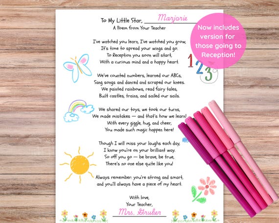 Preschool Teacher Poem To Graduates Kindergarten Graduation Poems