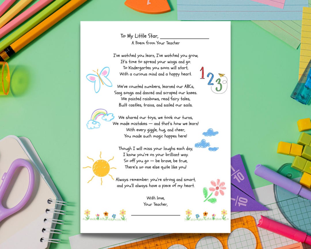 End of Year Poem From Preschool Teacher | TK Teacher | Printable ...