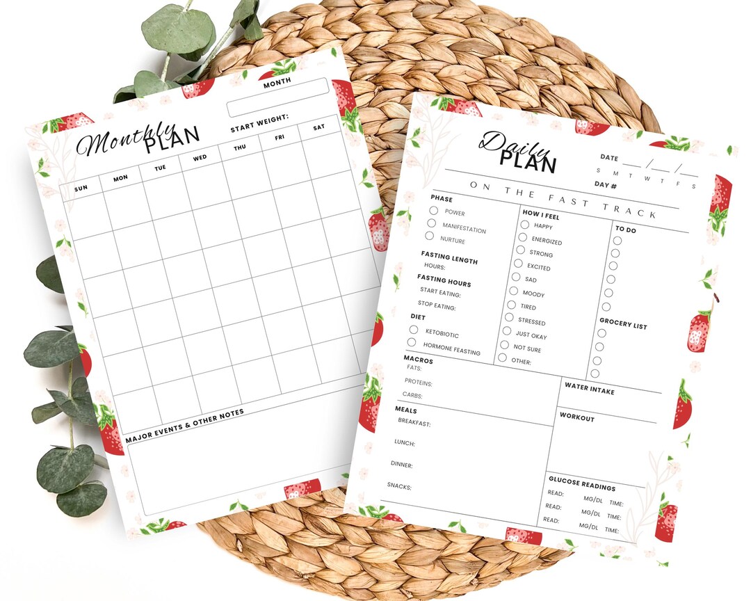 Intermittent Fasting Planner Insert - Fast Like A Girl - Fasting ...
