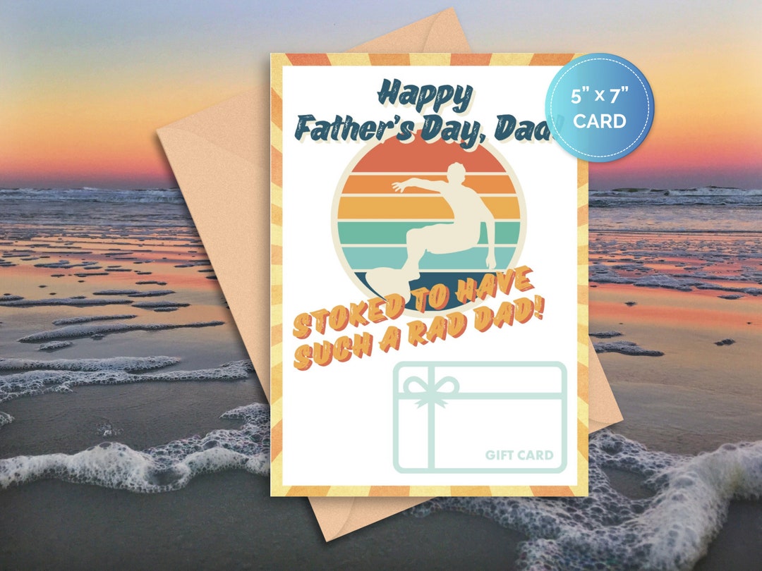 Surfer Dad Fathers Day Surf Dad Rad Dad Gift Card for Surfer Dad Surfer ...