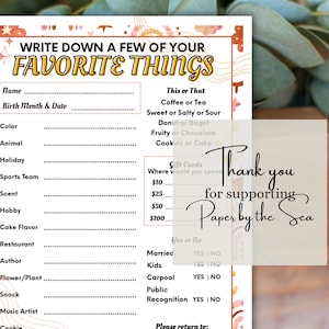 Coworker Favorite Things Survey: Team Building Questionnaire (instant ...