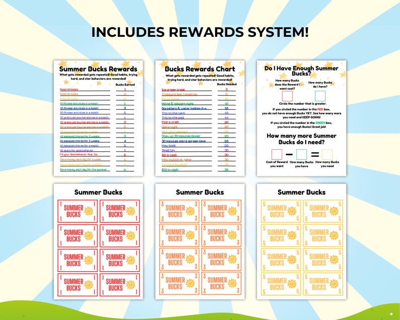 Kids Summer Planner: Activity Charts & Reward System (digital Download ...