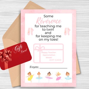 Ballet Teacher Appreciation Gift Card Holder | Thank You Ballet Teacher ...
