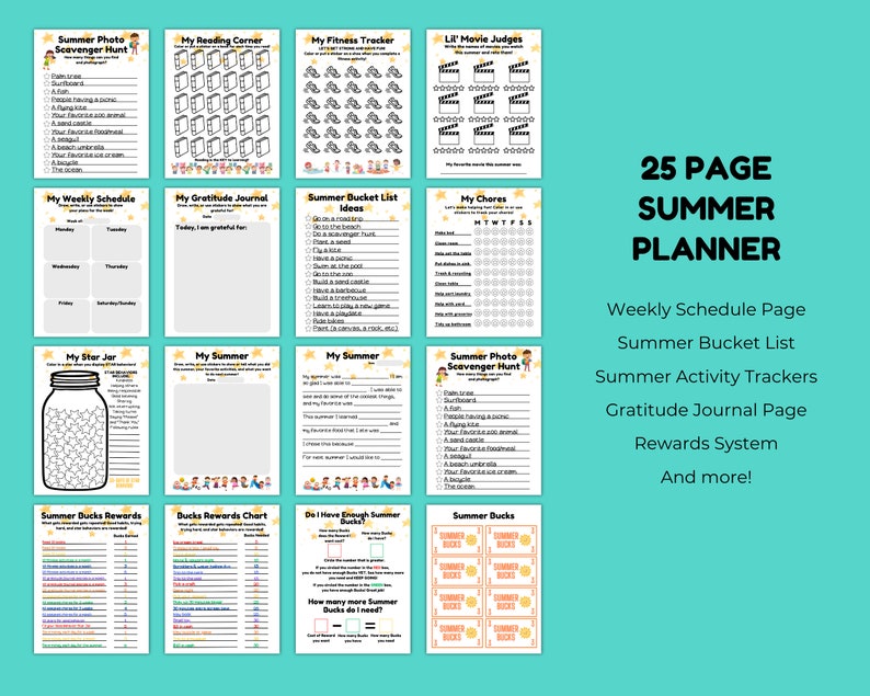 Kids Printable Summer Planner | Summer Bucket List | Summer Reading ...