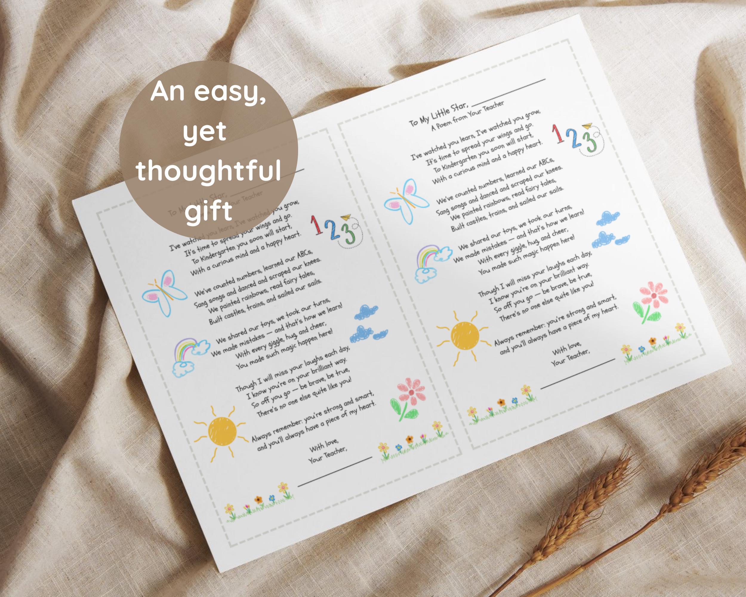 End of Year Poem From Preschool Teacher | TK Teacher | Printable ...