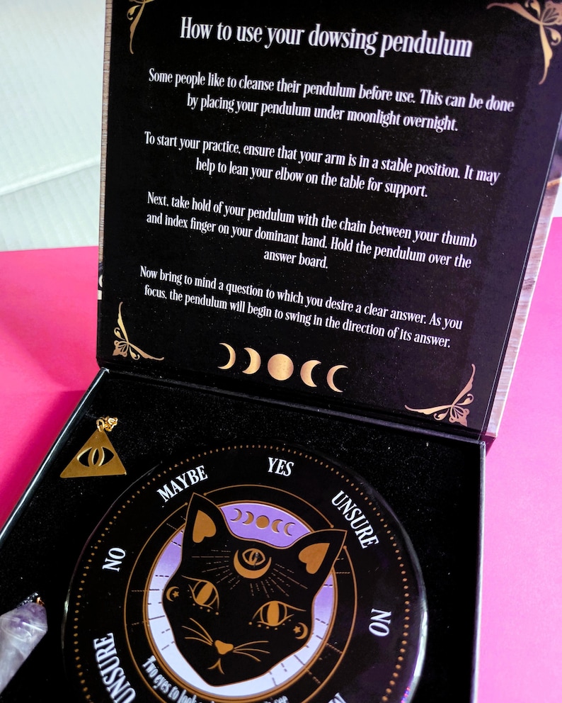 Unique Black Cat Pendulum Kit | Ceramic & Amethyst | Witchy Gift - Etsy