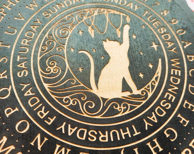 Cat Crescent Moon Pendulum Board―wooden Engraved - Etsy