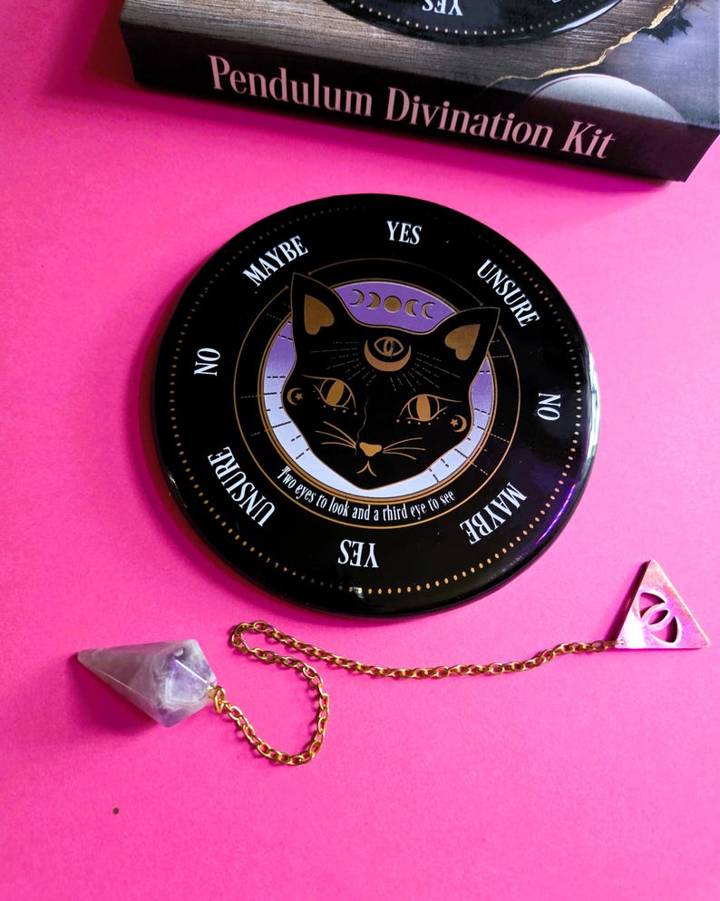 Unique Black Cat Pendulum Kit | Ceramic & Amethyst | Witchy Gift - Etsy