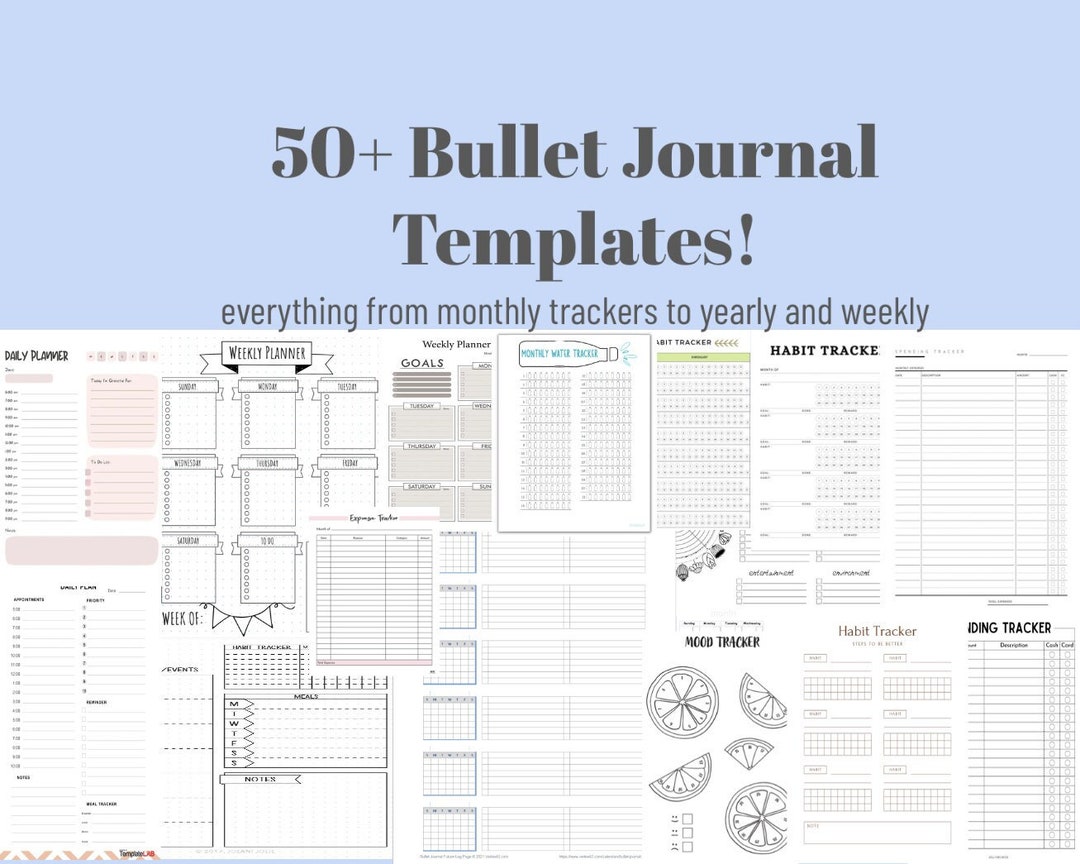 50 Amazing Bullet Journal Templates - Etsy
