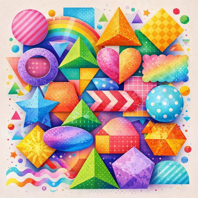 20 Geometric Brushes for Photoshop: Abstract Shapes Brush Set | Digital ...