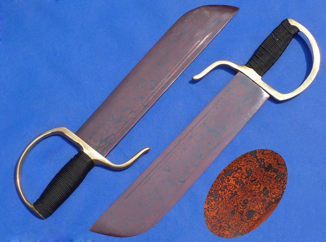 S0318 Movie IP MAN Wing Chun Butterfly Twin Sword 18 With Pattern Welded Steel Rust Red Version ...