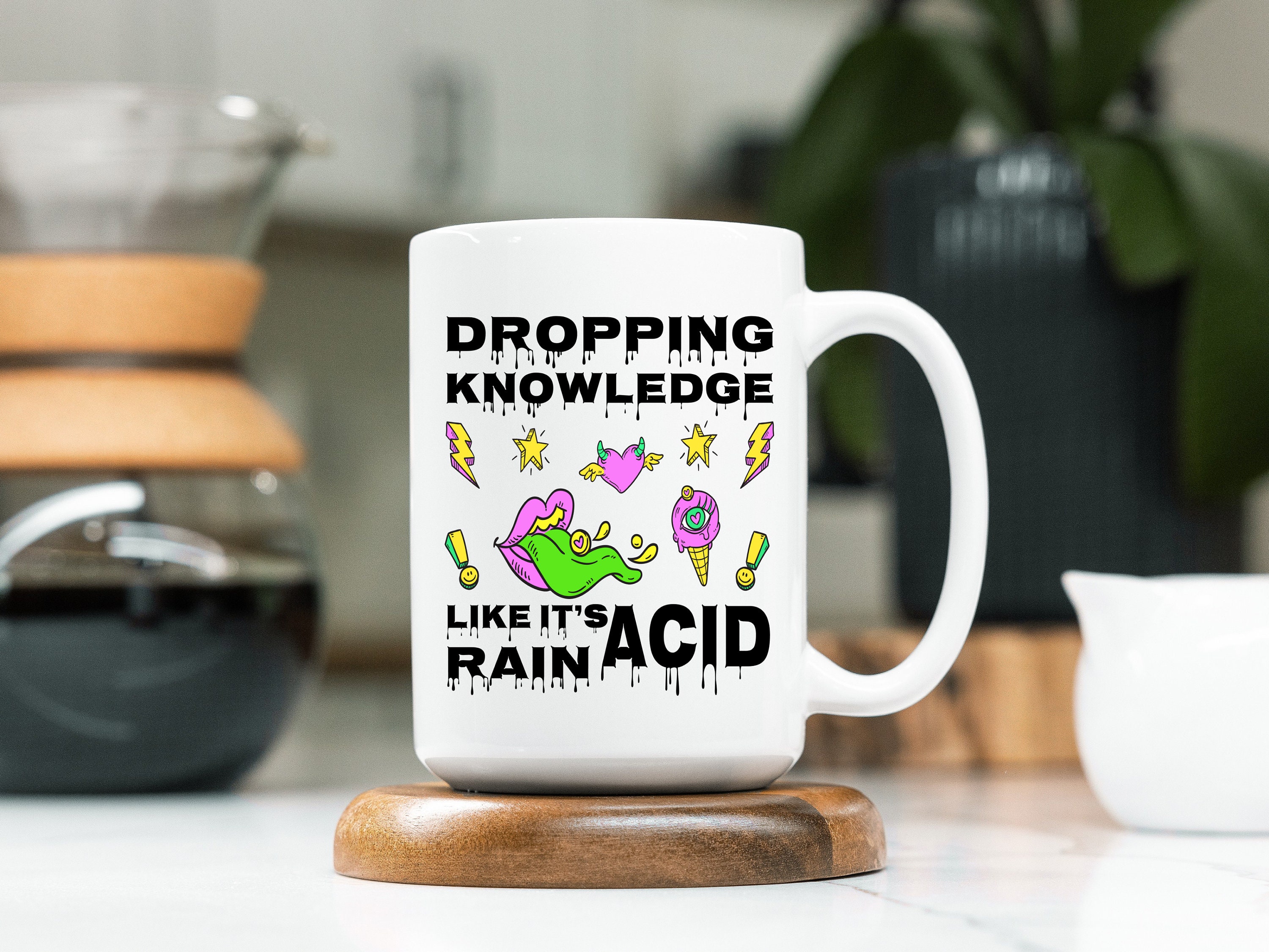 Dropping Knowledge, Like It's Acid Rain, Psychedelic Coffee Mug, Hippie ...