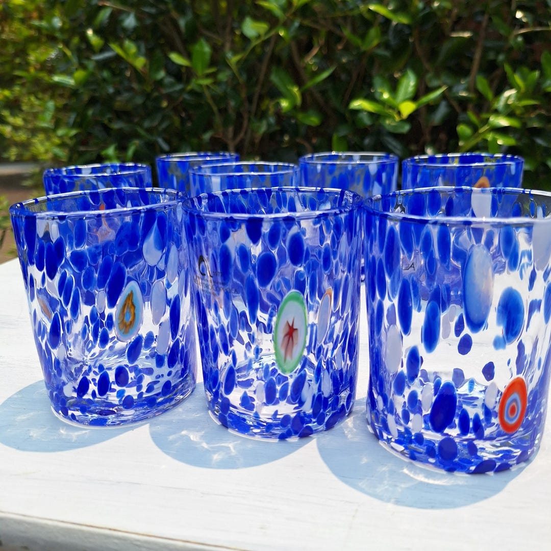 Murano Drinking Glasses Set Millefiori Italy Colorful Art Glass Cups ...