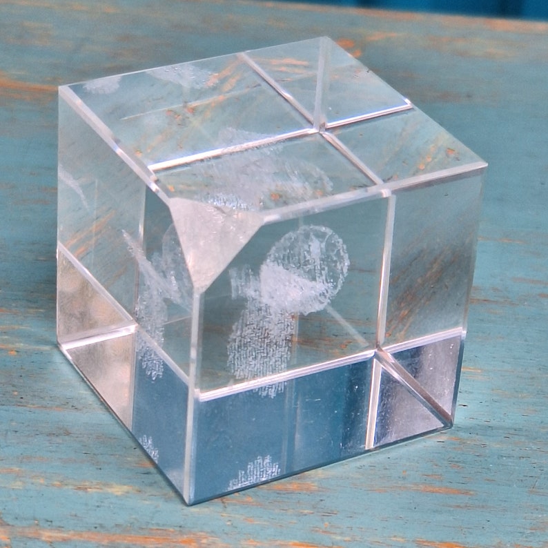 Crystal Cube 3D Laser Etched Glass Eagle Mini Miniature Collectible ...