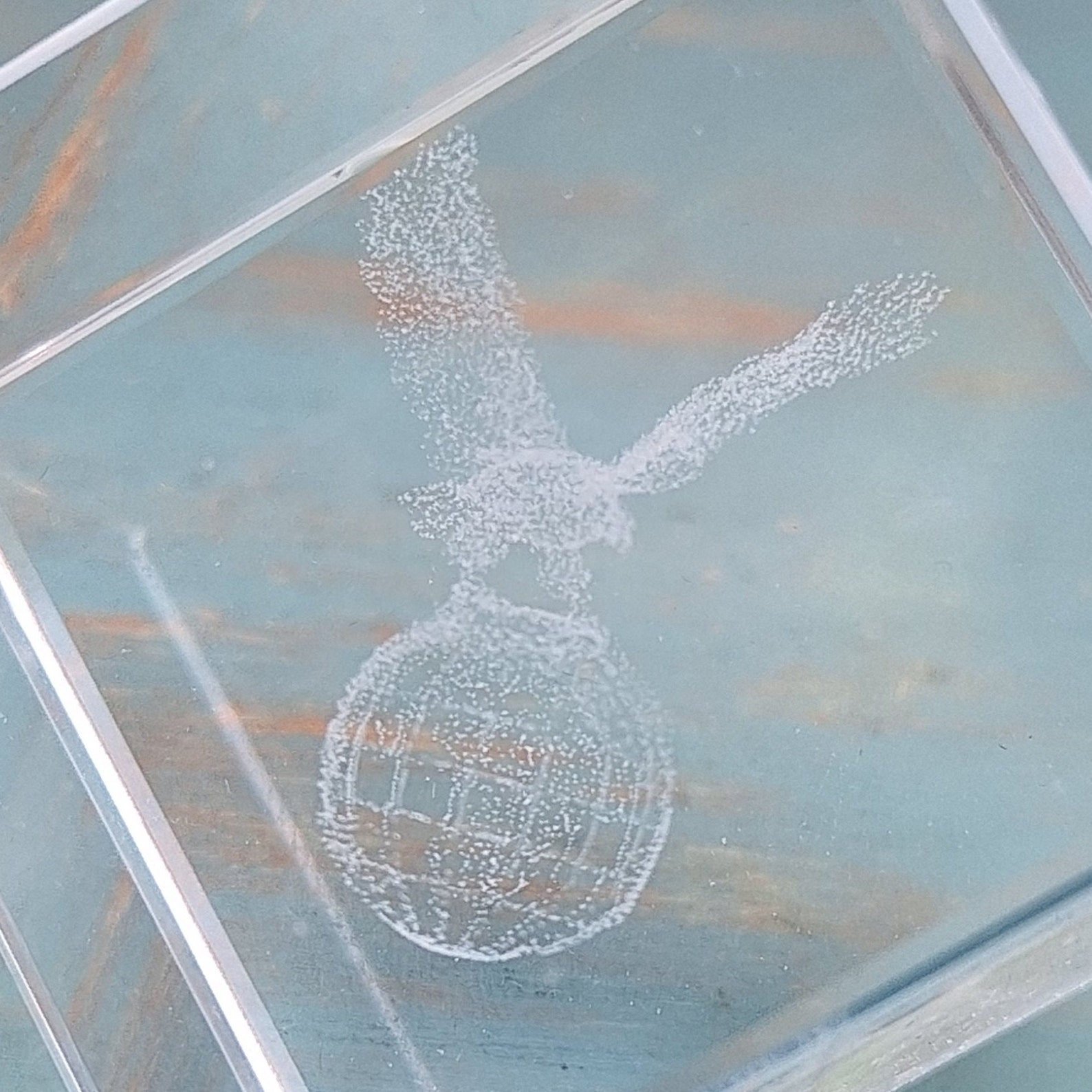 Crystal Cube 3D Laser Etched Glass Eagle Mini Miniature Collectible ...