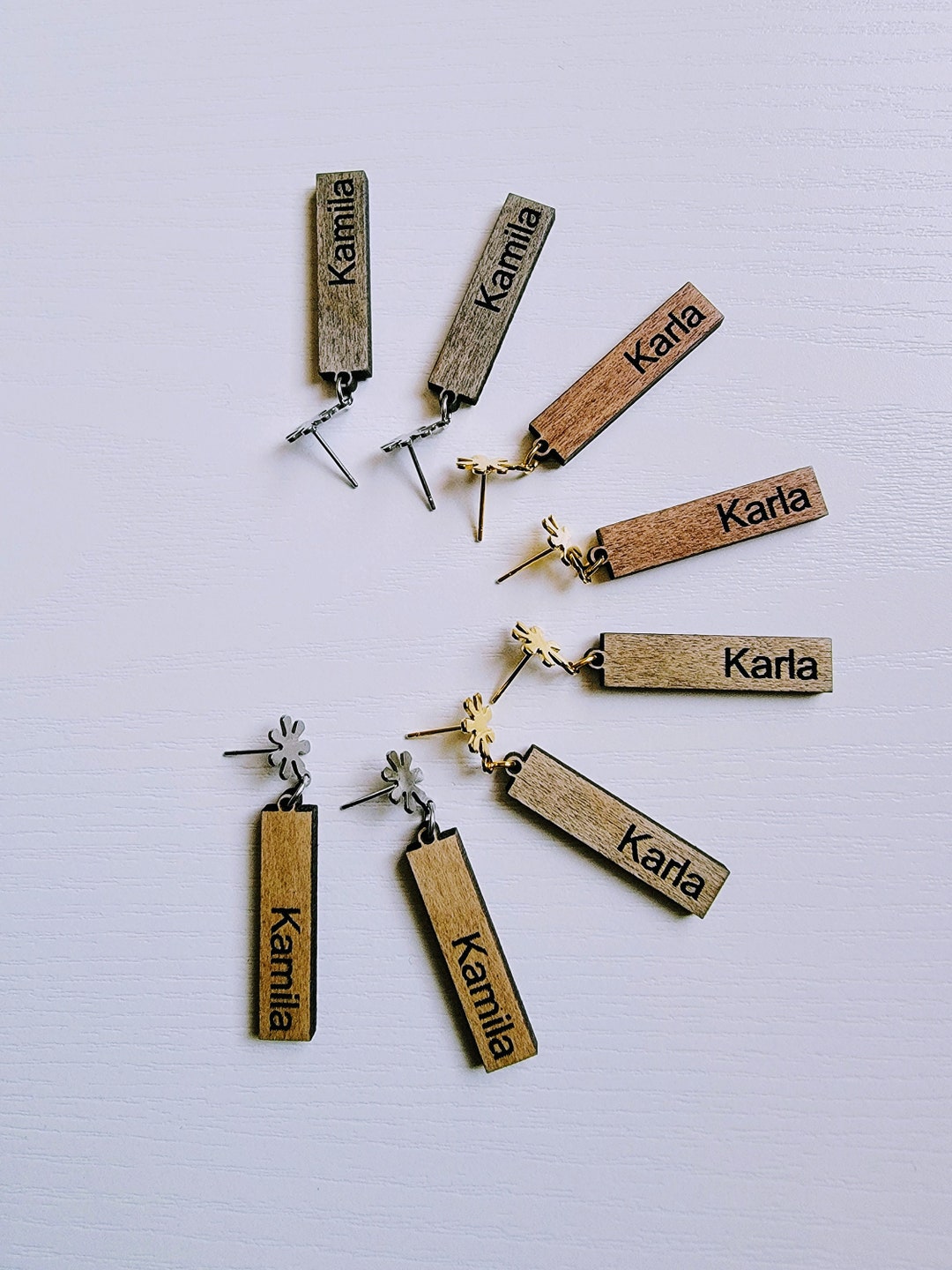 Personalized Name Earrings, Custom Engraved Bar Earrings, Custom Name ...