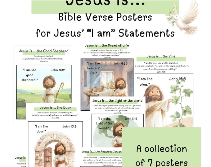 Jesus I Am Statements Posters: Bible Verse Visual Aids (digital ...