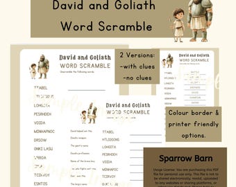 David and Goliath Word Search: Sunday School Bible Activity (PDF ...