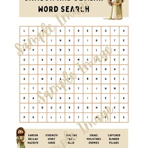 Samson and Delilah Word Search: Old Testament Bible Story Worksheet ...