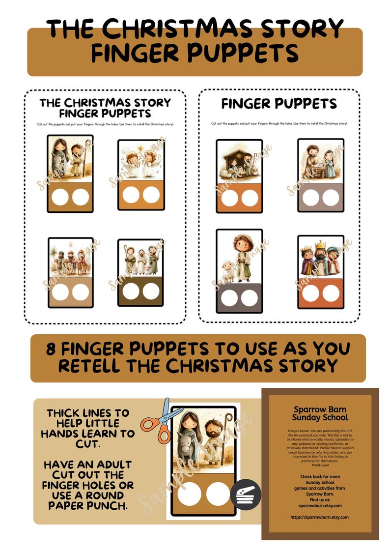 The Christmas Story Finger Puppets - Sunday School Craft (digital ...