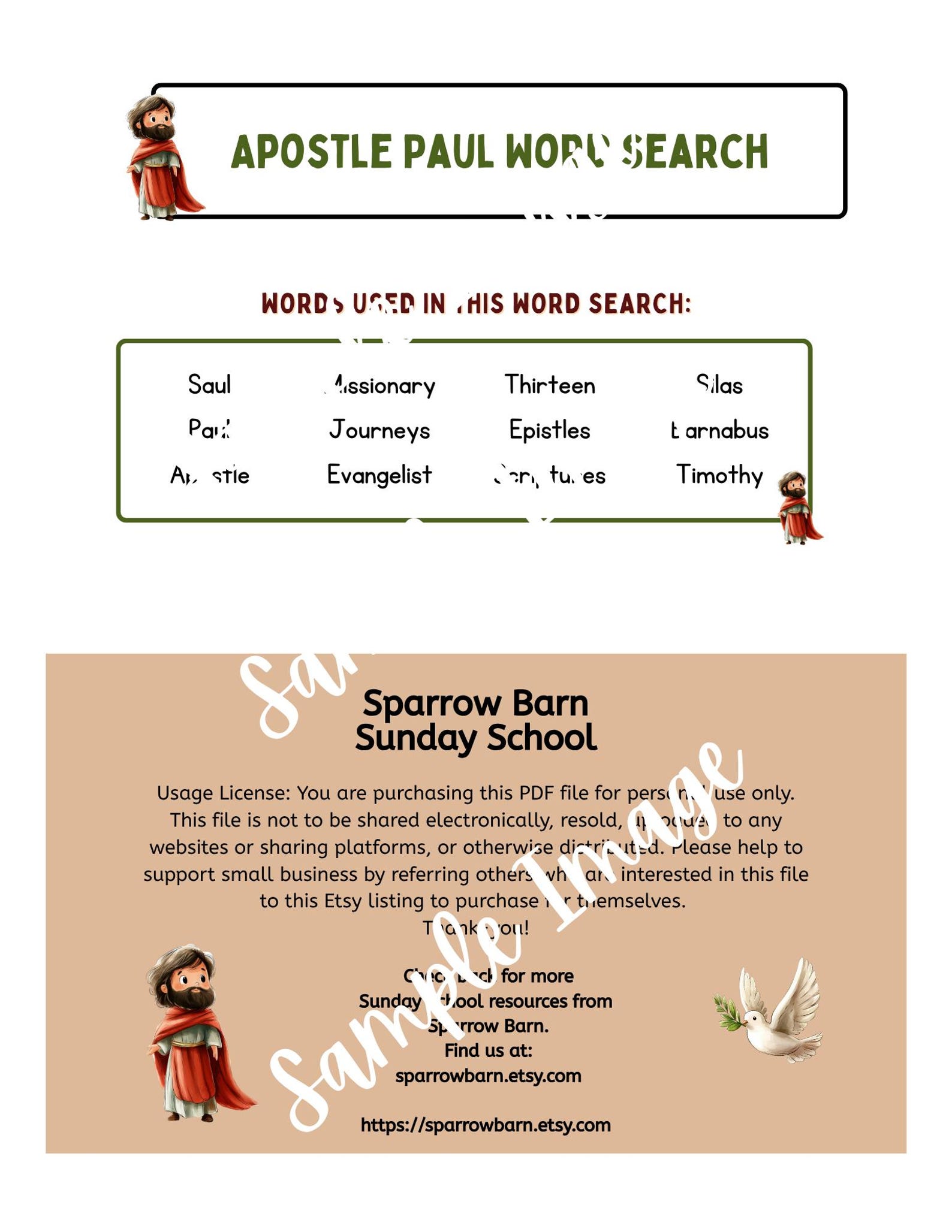 Apostle Paul Word Search - New Testament Sunday School Worksheets ...