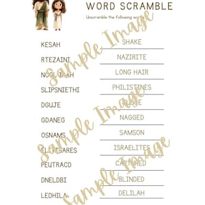 Samson and Delilah Word Scramble - Old Testament Stories - Sunday ...