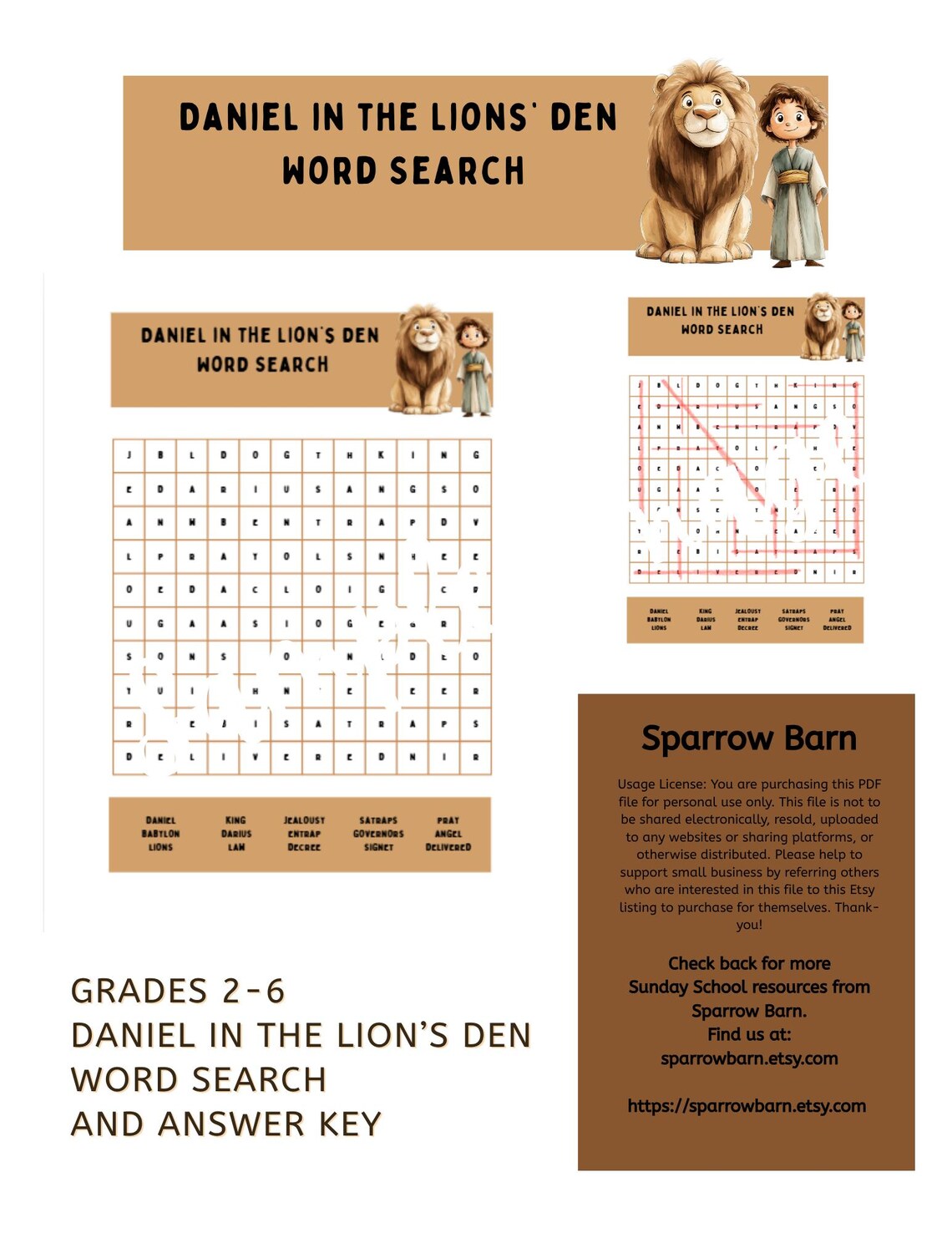 Daniel in the Lions' Den Word Search: Old Testament Bible Story (PDF ...