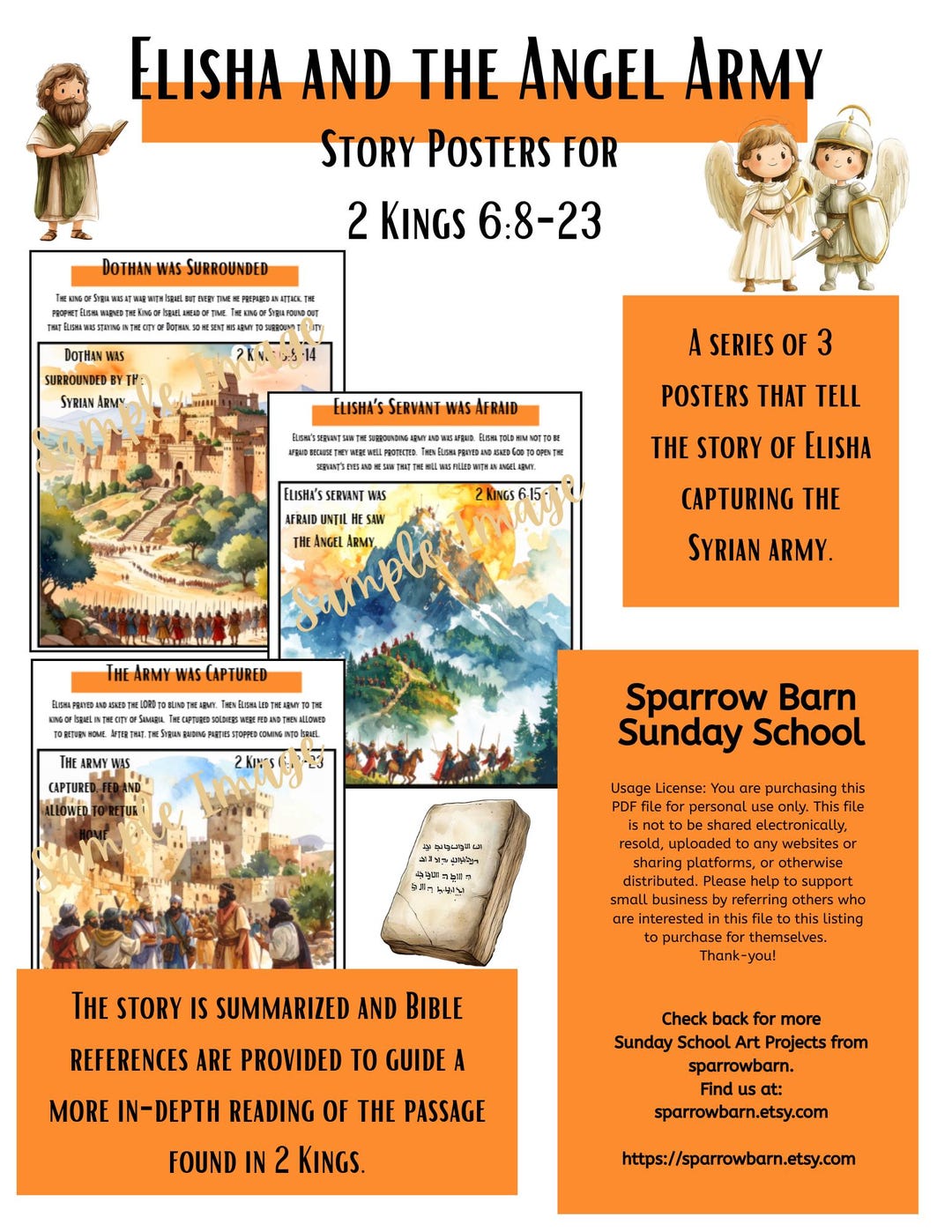 Elisha and the Angel Army - Story Posters for 2 Kings 6:8-23 - Etsy