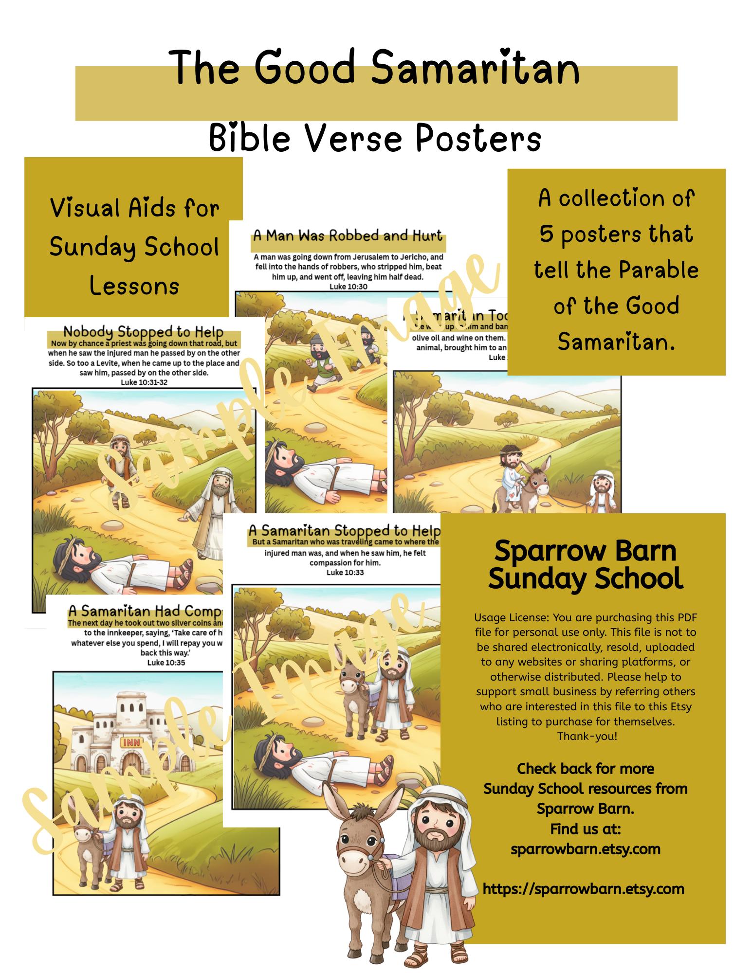 Good Samaritan Bible Story Posters: Sunday School Visual Aid (PDF ...