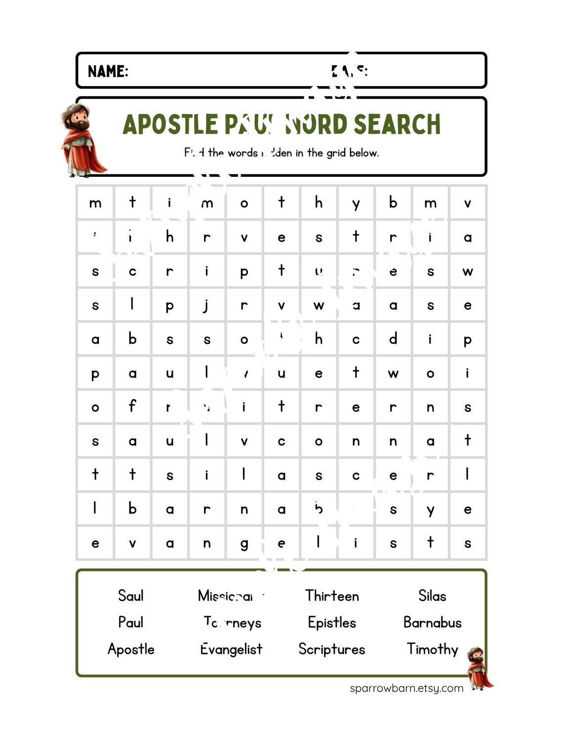 Apostle Paul Word Search - New Testament Sunday School Worksheets ...