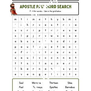 Apostle Paul Word Search - New Testament Sunday School Worksheets ...