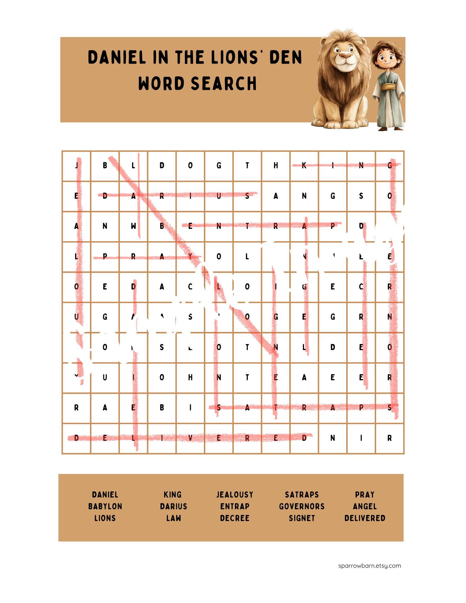 Daniel in the Lions' Den Word Search: Old Testament Bible Story (PDF ...