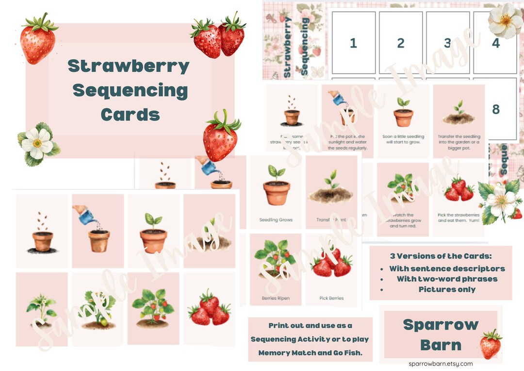 Strawberry Life Cycle Sequencing Activity and Game Cards (PDF Download ...
